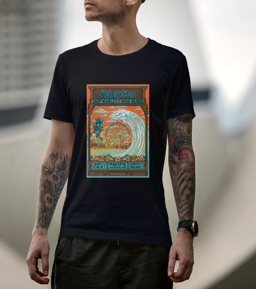 Rebelution Skip Marley Niko Rubio August 7 8 9 2026 Pacific Amphitheatre Costa Mesa T-Shirt