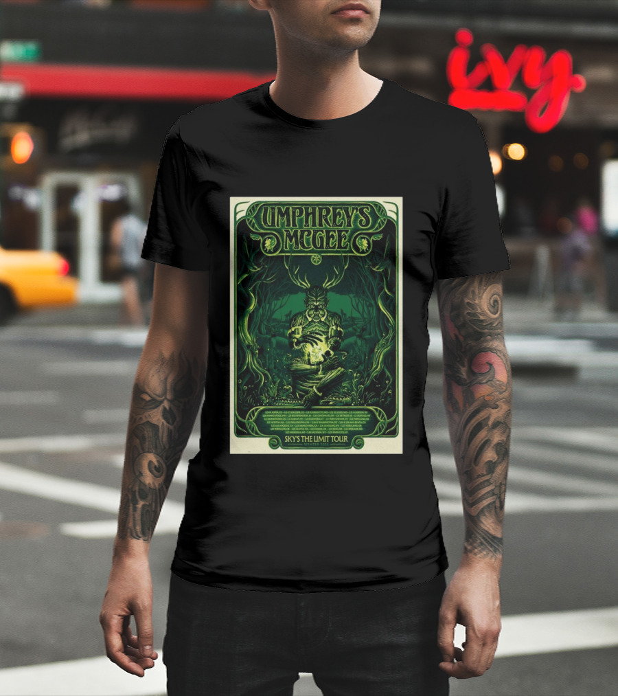 Umphrey's McGee Sky's The Limit Winter Tour 2026 Forest Creature Green T-Shirt