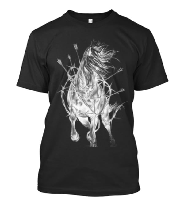 Zero Skateboards Store Wild Heart Black Horse And Flowers T-Shirt