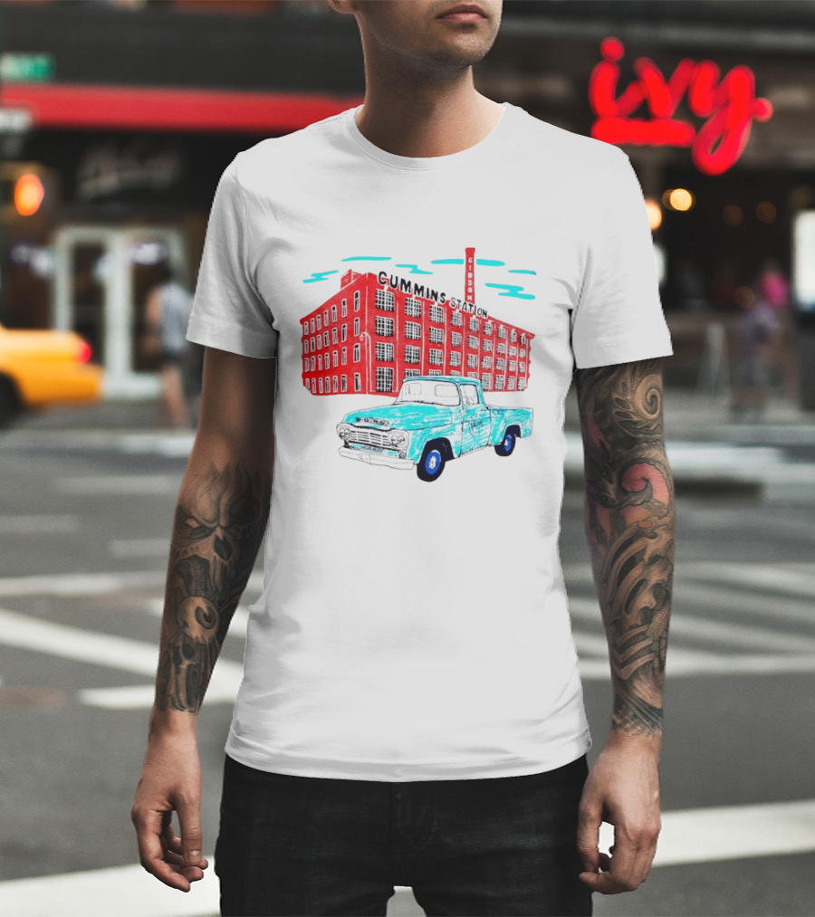 Gilson Cummins Station Vintage Truck And Building Scene T-Shirt