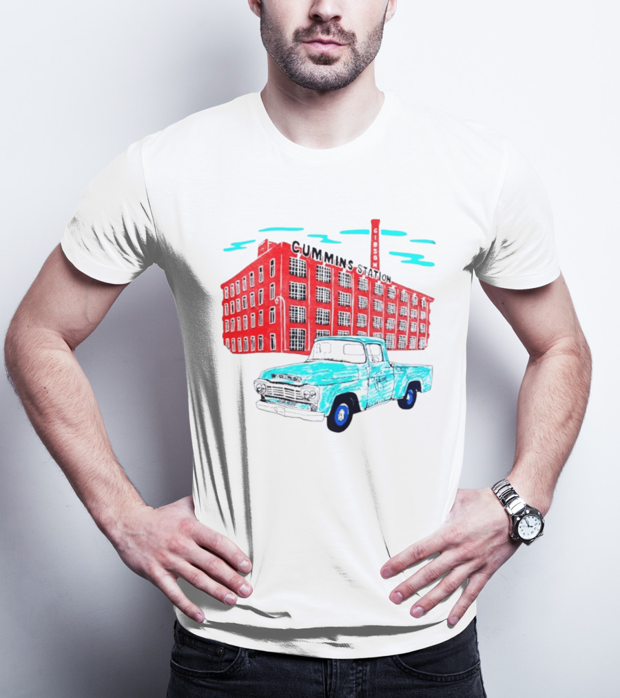 Gilson Cummins Station Vintage Truck And Building Scene T-Shirt
