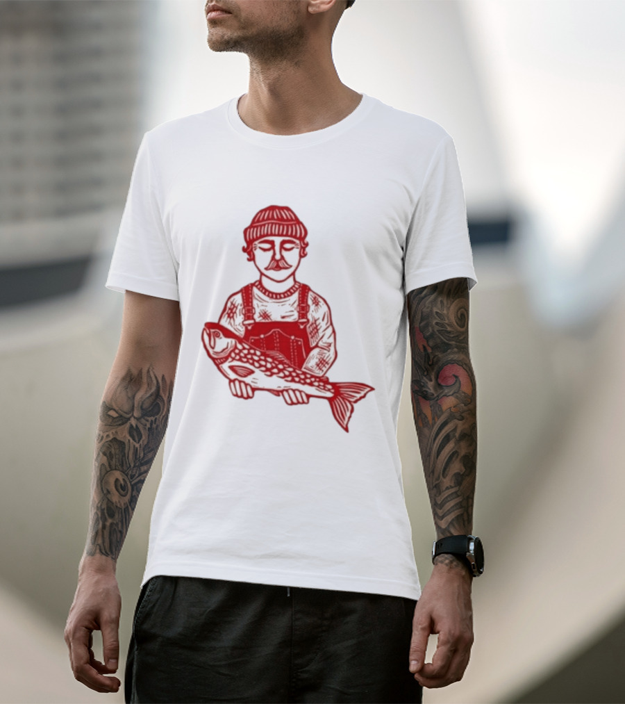 Goth Babe Fisherman Holding Fish T-Shirt