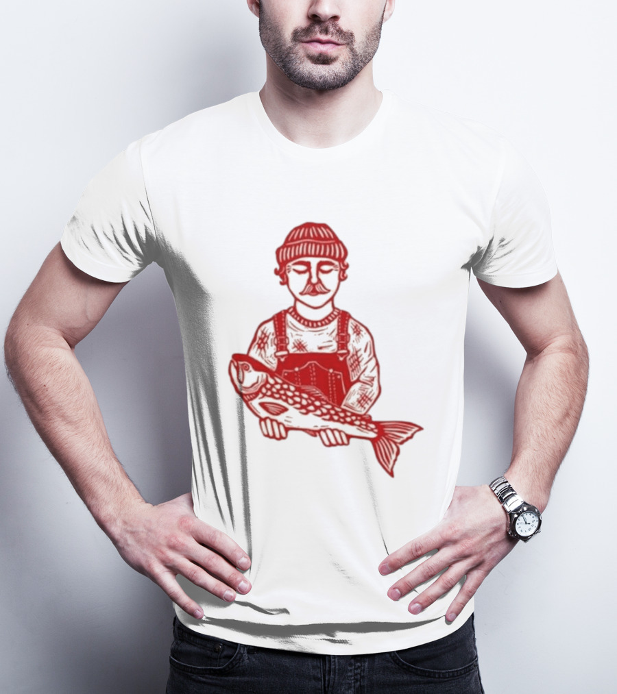 Goth Babe Fisherman Holding Fish T-Shirt