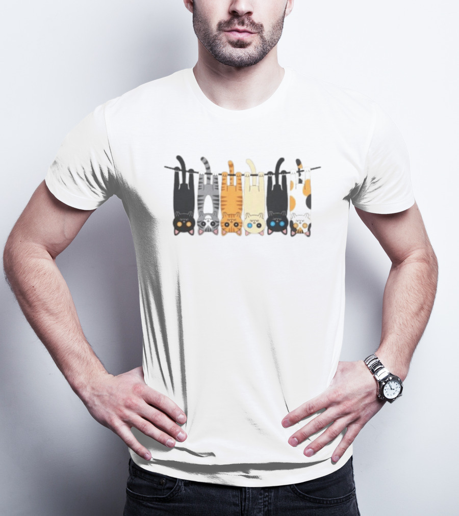 Hanging Cats On Clothesline For Cat Lover Enthusiasts T-Shirt