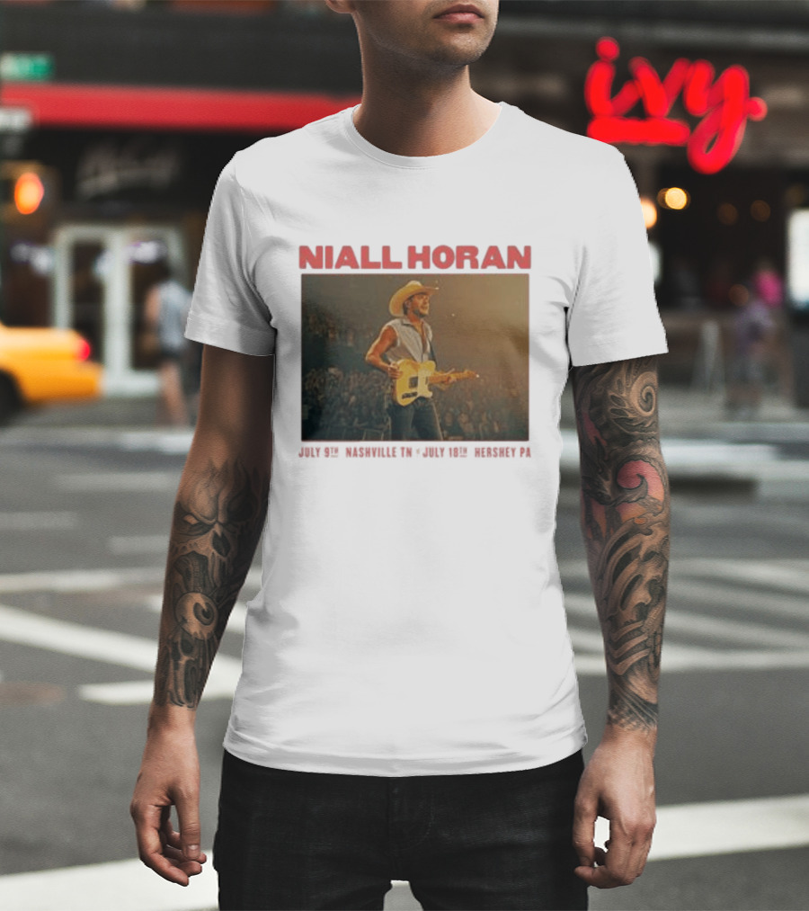 Niall Horan Live Performance Cowboy Hat Guitar Dallas Texas Event T-Shirt