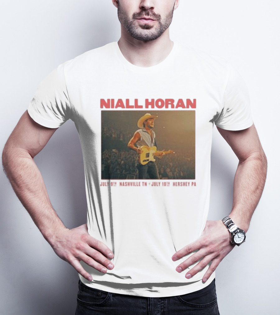 Niall Horan Live Performance Cowboy Hat Guitar Dallas Texas Event T-Shirt