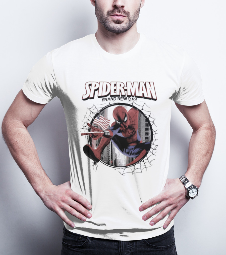 Spider Man Brand New Day Marvel Peter Parker Swinging Action T-Shirt