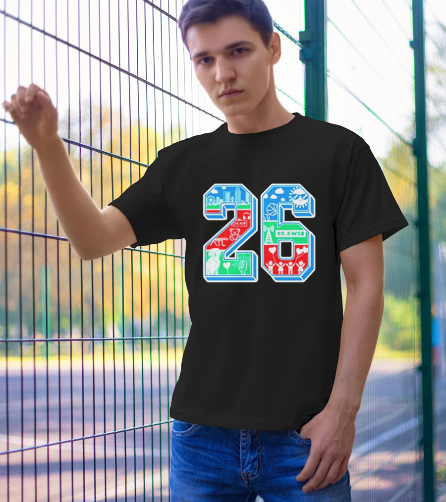 26th Annual WSB Care A Thon 95.5 WSB ATL Skyline Basketball Teddy Bear Radio Sun T-Shirt