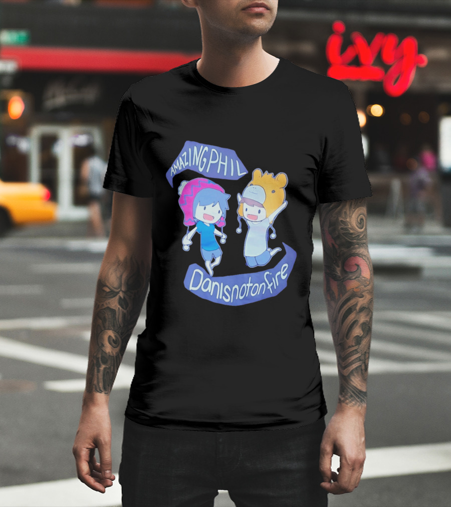 AmazingPhil Danisnotonfire Cartoon Characters In Cute Animal Hats T-Shirt