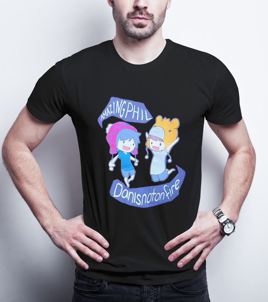 AmazingPhil Danisnotonfire Cartoon Characters In Cute Animal Hats T-Shirt