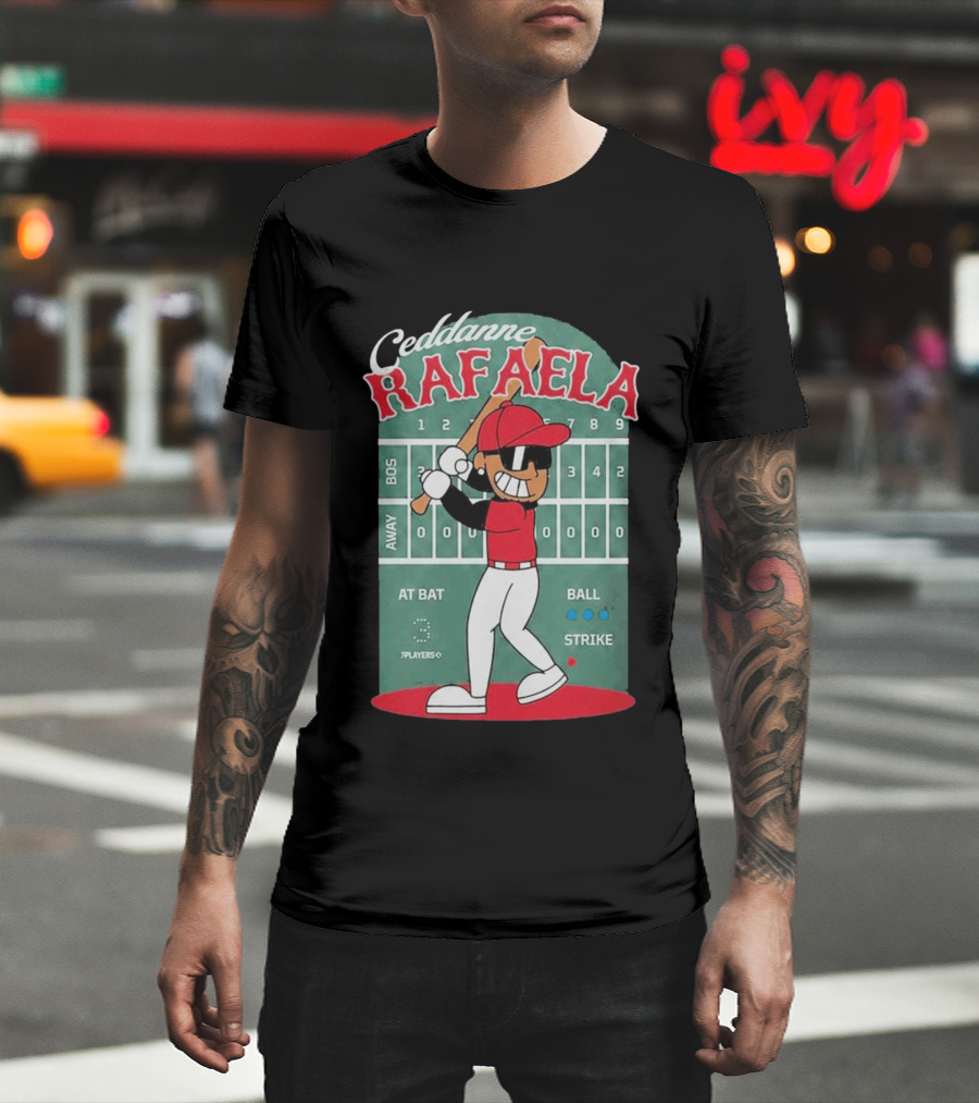 Ceddanne Rafaela Baseball Cartoon Scoreboard T-Shirt