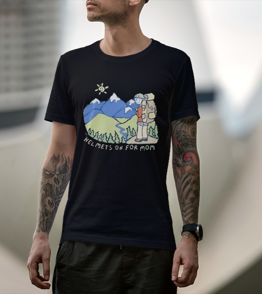 Helmets On For Mom Mountains And Hiking Scene T-Shirt