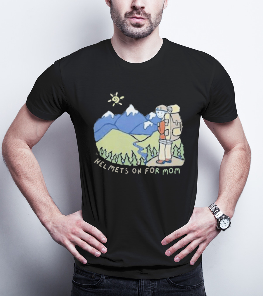 Helmets On For Mom Mountains And Hiking Scene T-Shirt