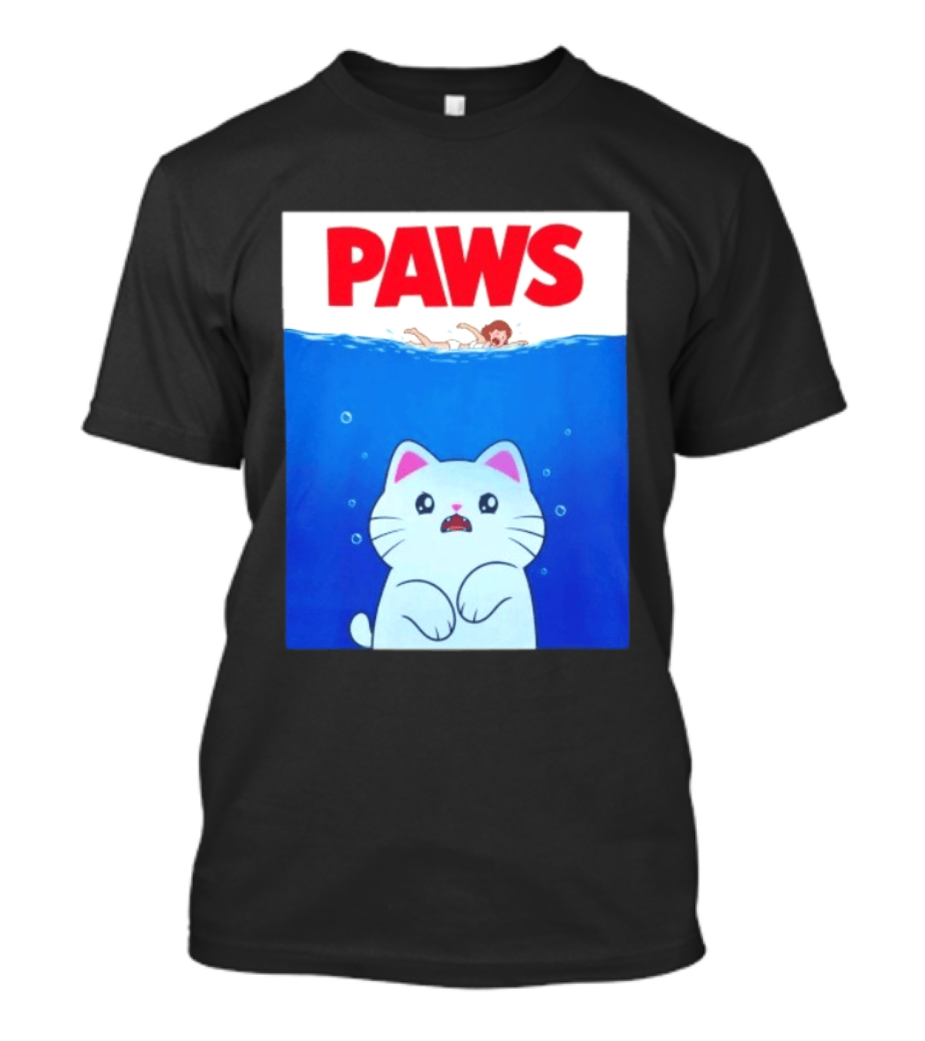 Paws Cat Parody Movie Jaws T-Shirt