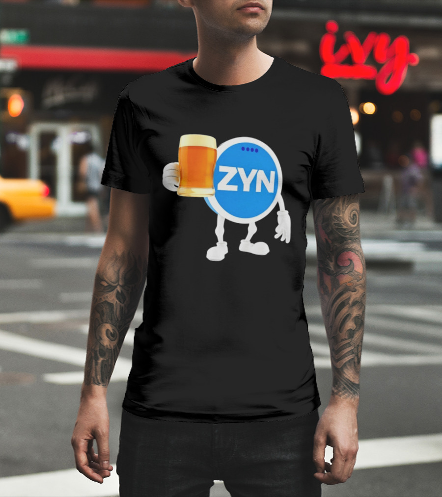 ZYN Snus Beer Character Holding T-Shirt