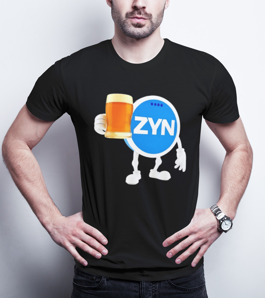 ZYN Snus Beer Character Holding T-Shirt