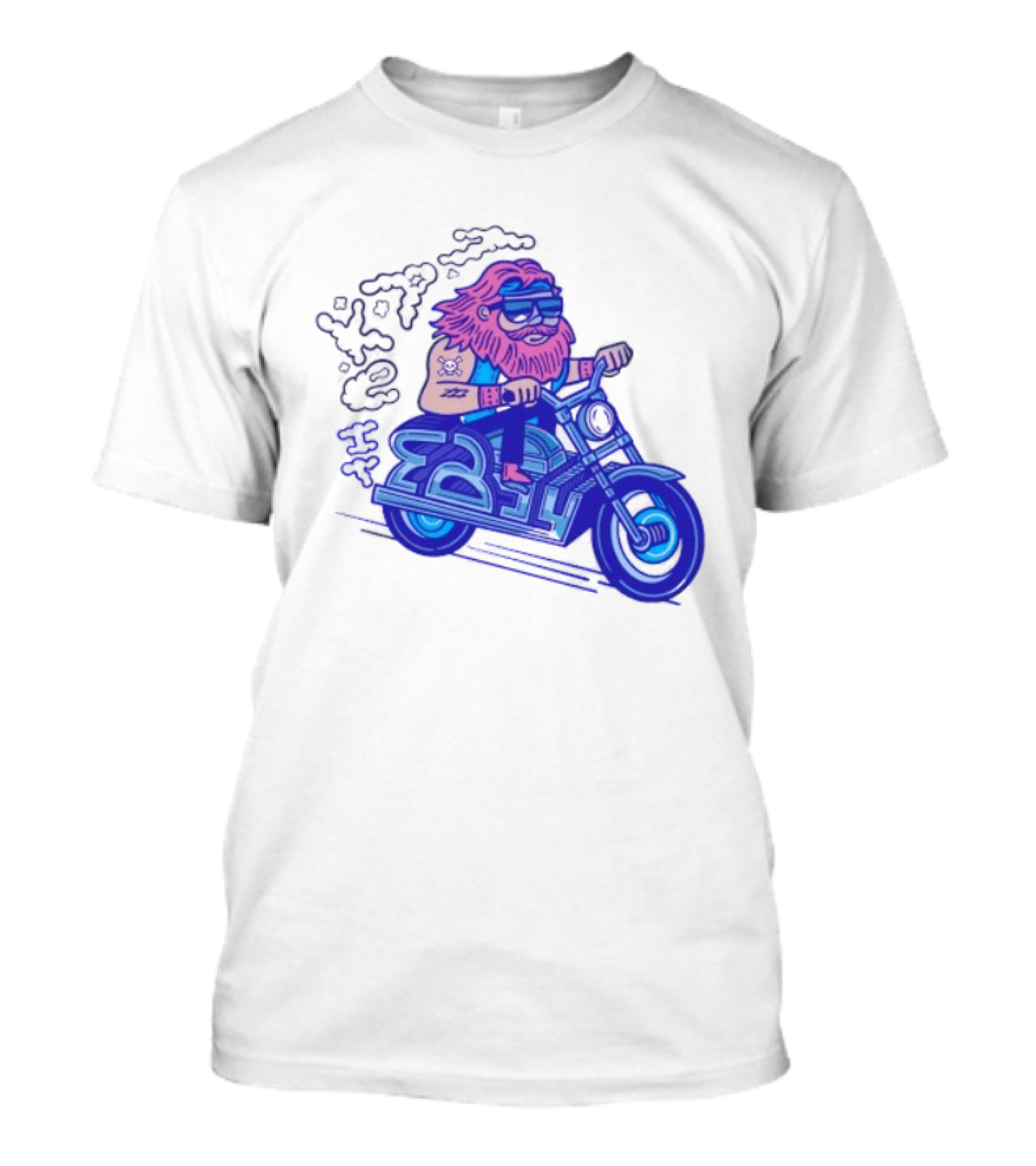 Billy Biker Cartoon Motorcycle Bearded Man T-Shirt
