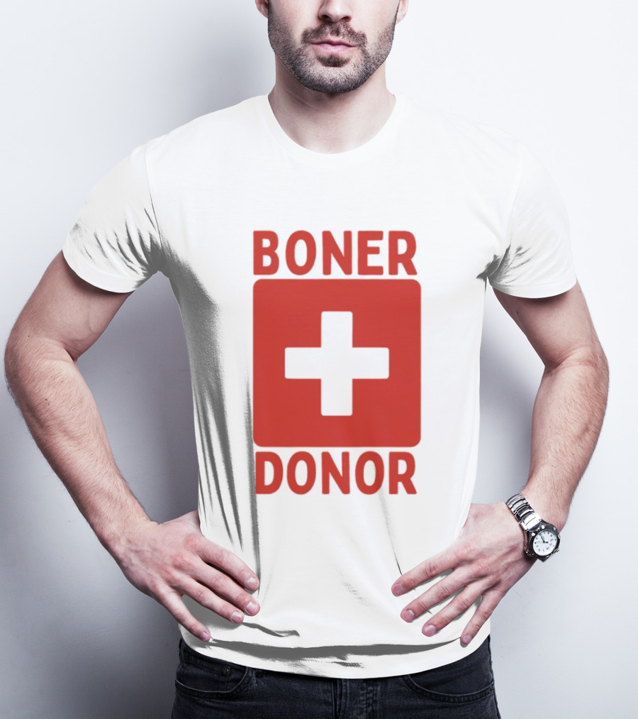 Boner Donor Sarcastic Adult Humor Red Cross T-Shirt