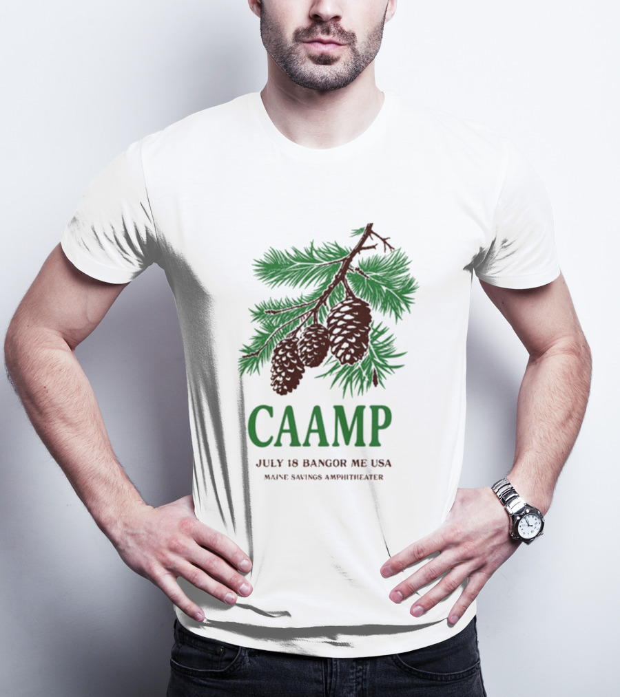 Caamp July 18 Bangor Maine USA Maine Savings Ampitheater Pinecones T-Shirt