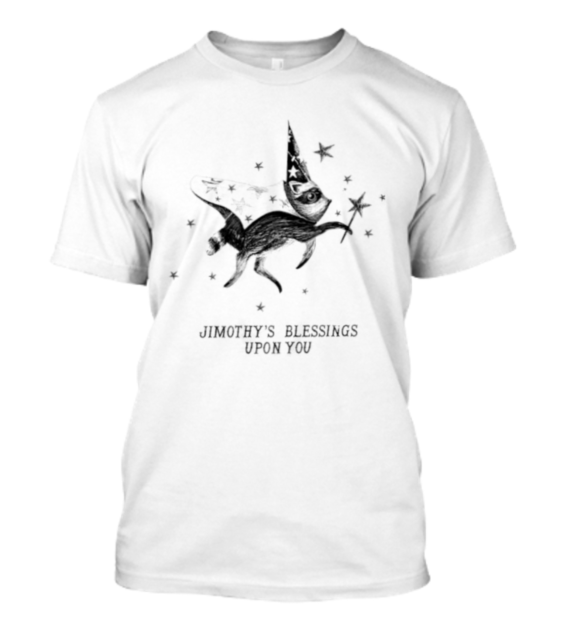 Jimothy's Blessings Upon You Wizard Raccoon Enchanting Starry Magic T-Shirt