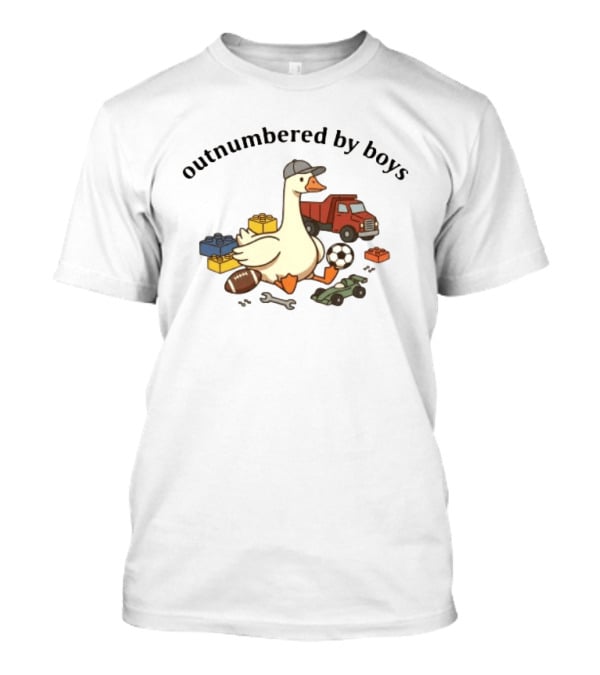 Outnumbered By Boys Goose With Toys Truck Football Soccer Blocks Racing Car T-Shirt