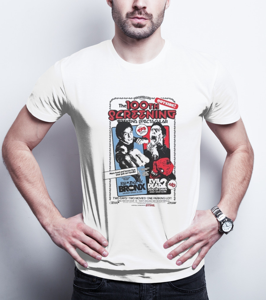 Propeller Arcade 100th Screening Weekend Spectacular Rumble In The Bronx August 22 2026 Evil Dead 2 T-Shirt