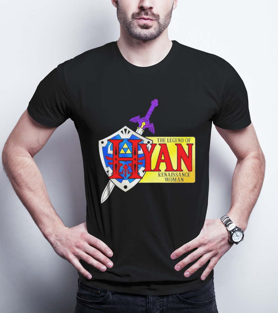 Hyan Renaissance Woman Legend Triforce Shield Sword T-Shirt