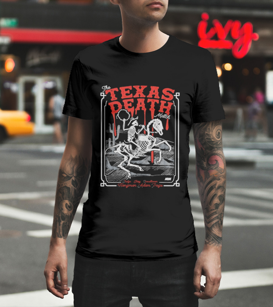 The Texas Death Match Skeleton Riding Wild Desert Scene T-Shirt