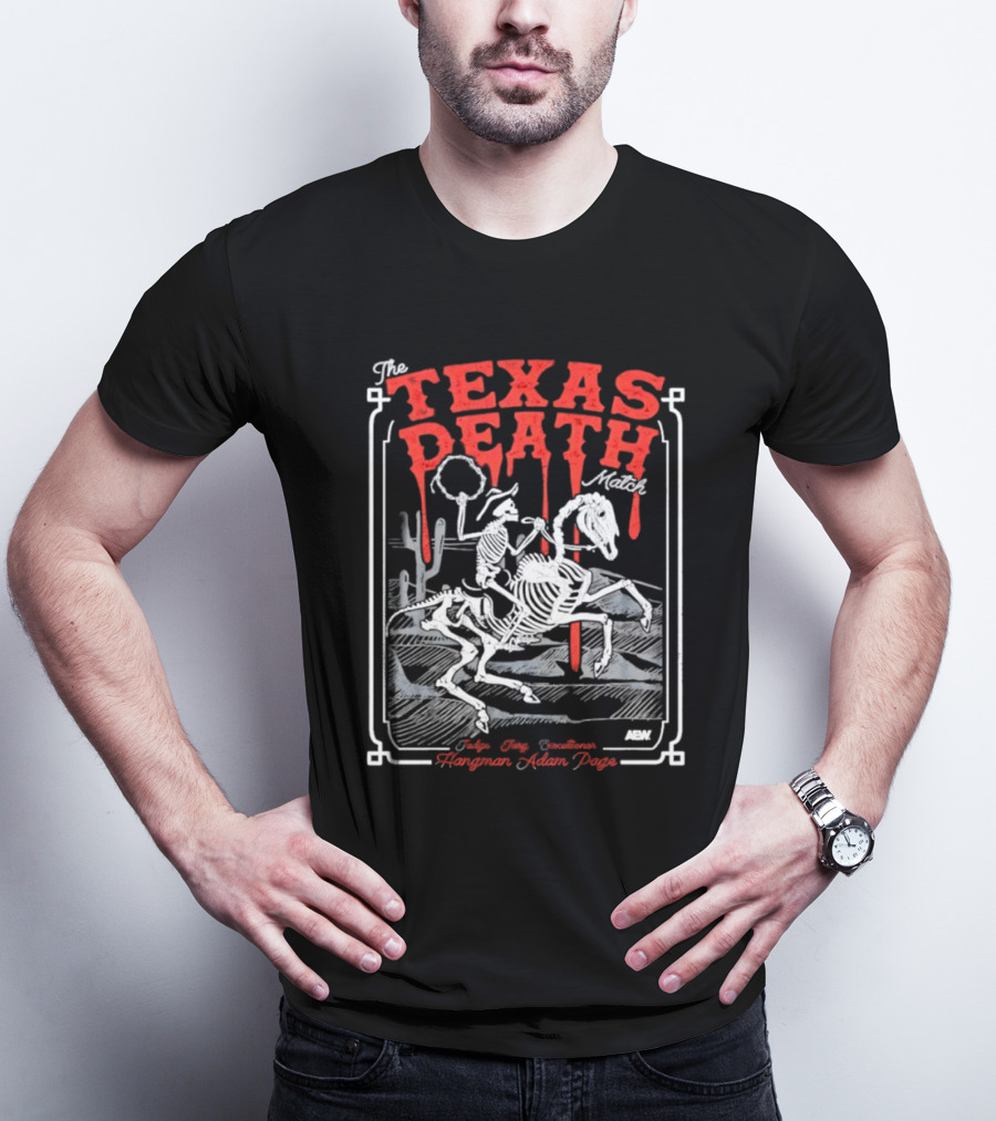 The Texas Death Match Skeleton Riding Wild Desert Scene T-Shirt