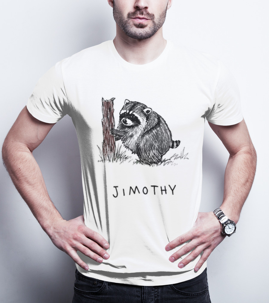Jimothy Raccoon Hugging Tree Drawing T-Shirt
