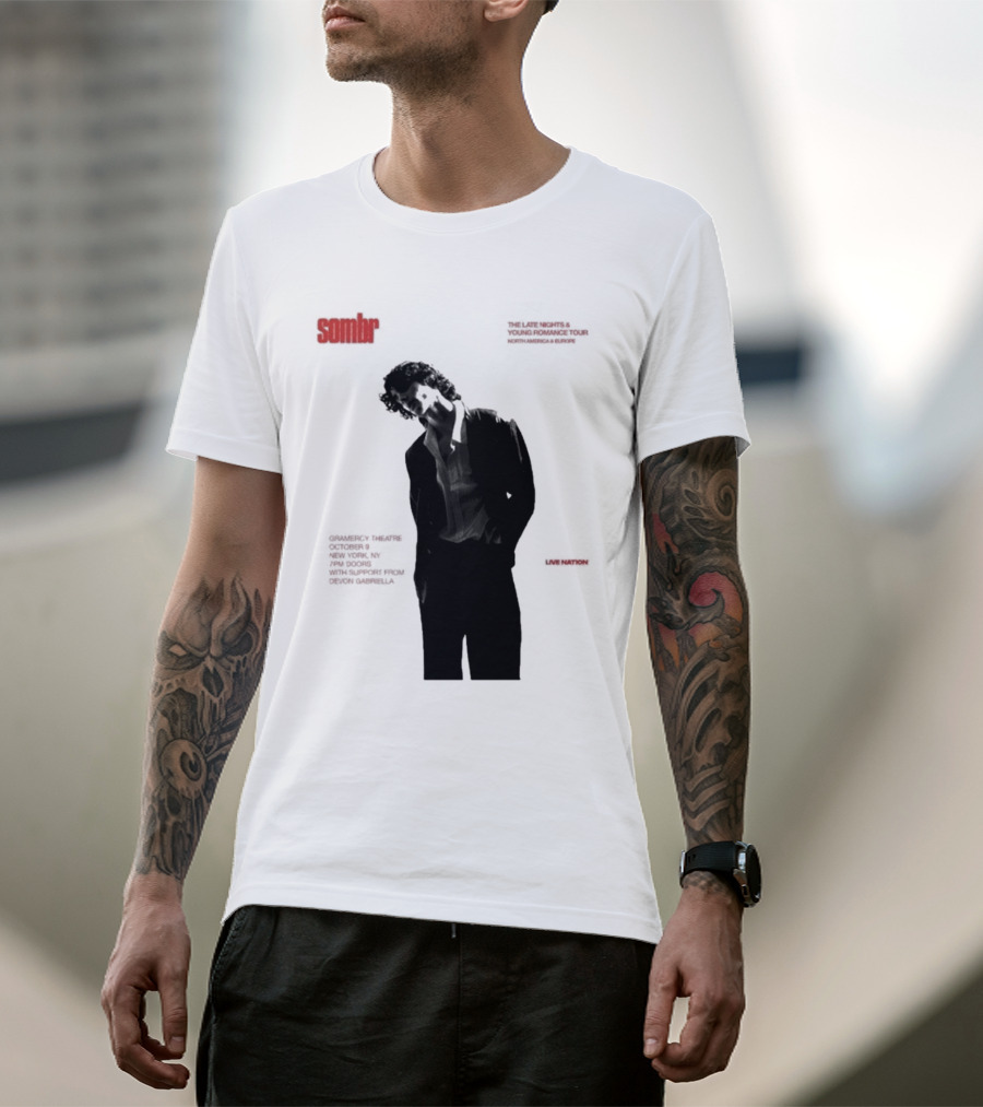 Sombr The Late Nights And Young Romance Tour Dates 2025 North America And Europe T-Shirt