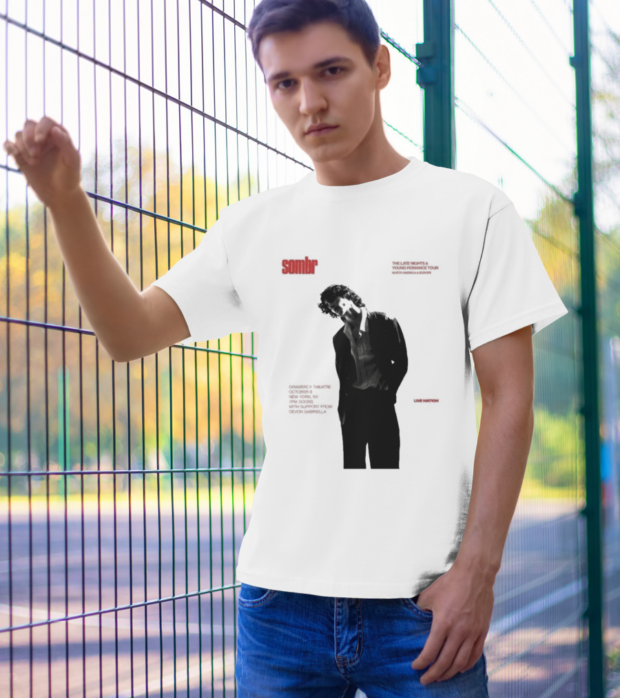 Sombr The Late Nights And Young Romance Tour Dates 2025 North America And Europe T-Shirt