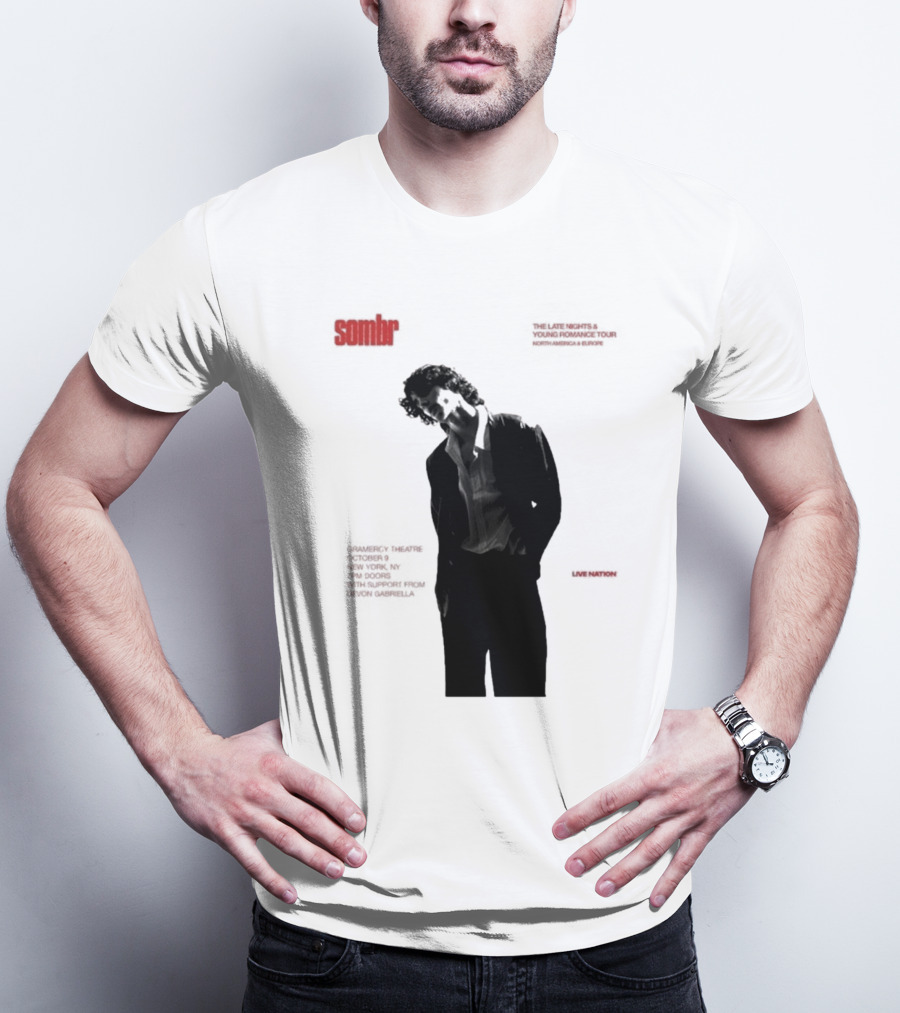 Sombr The Late Nights And Young Romance Tour Dates 2025 North America And Europe T-Shirt