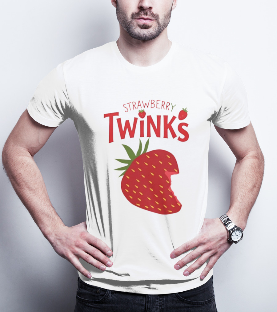 Strawberry Twinks With Bitten Strawberry Motif T-Shirt