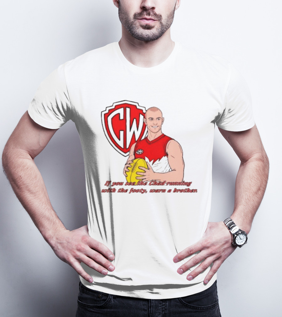 The Chad Running Footy Warn A Brother CW AFL T-Shirt