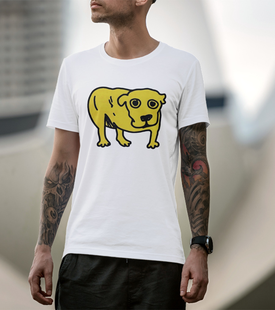 Tripod Aic Dog Drawing Yellow T-Shirt