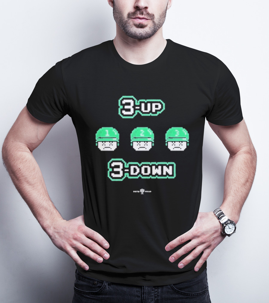 3 Up 3 Down 8 Bit Style Retro Gaming T-Shirt