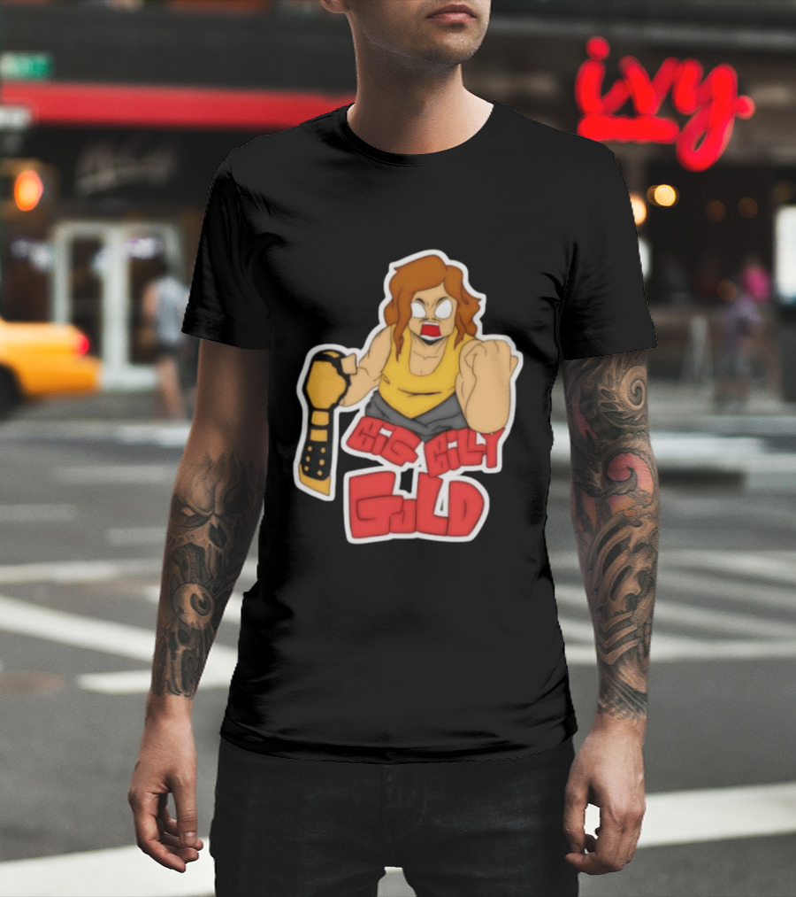 Big Billy Gold Wrestling Champion Belt Bold Cartoon T-Shirt