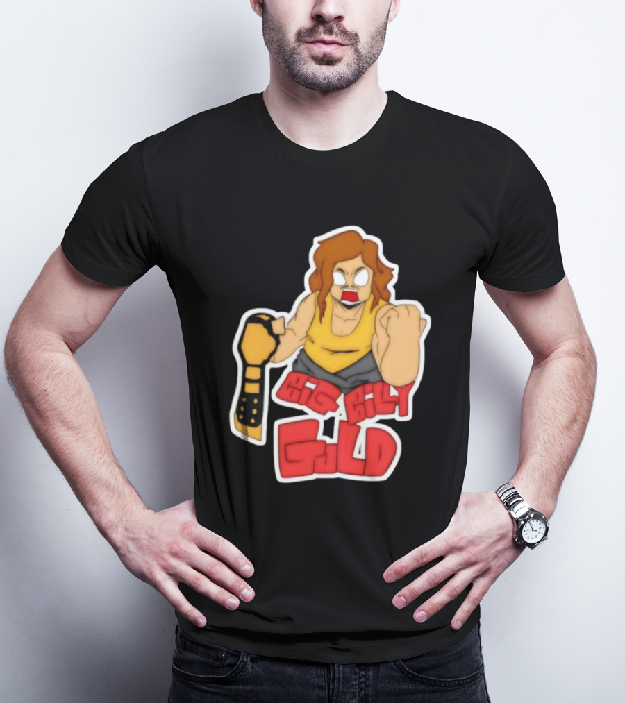Big Billy Gold Wrestling Champion Belt Bold Cartoon T-Shirt