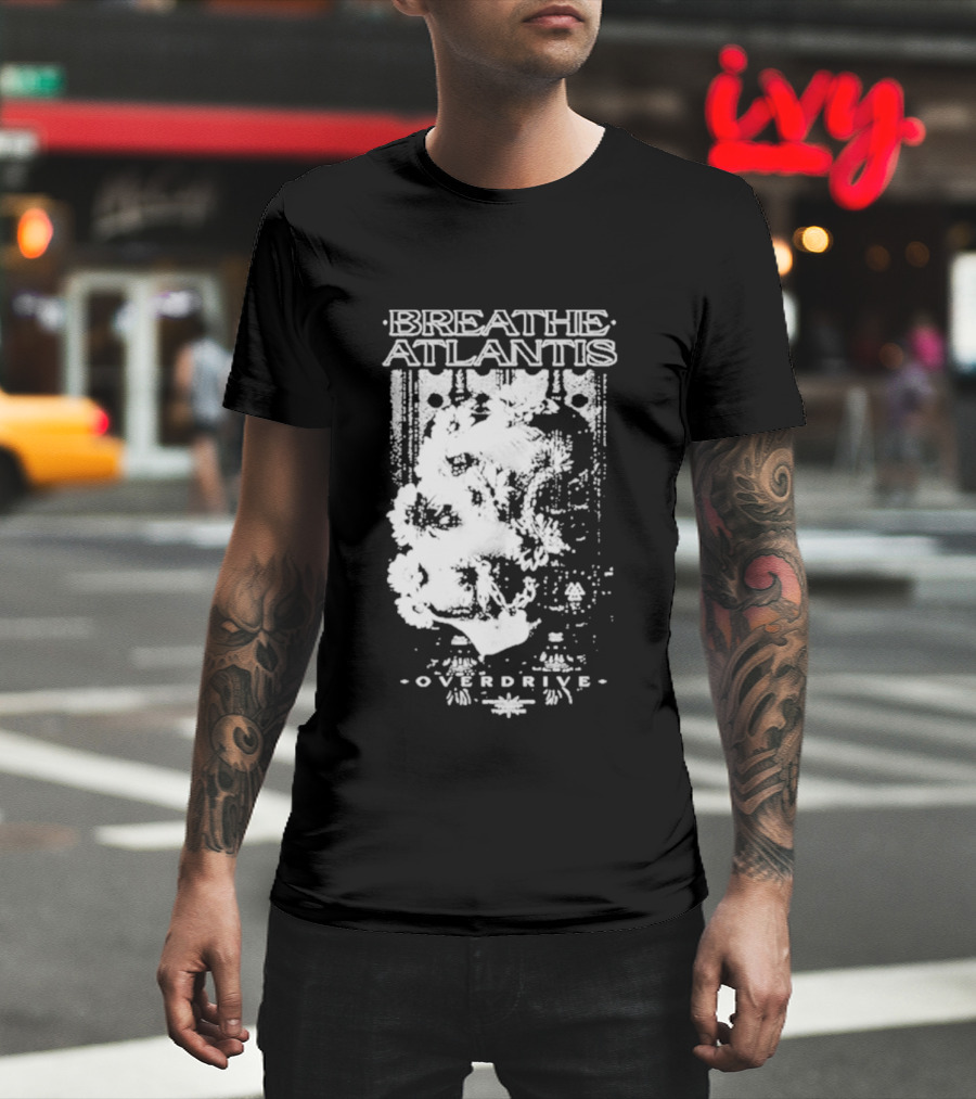 Breathe Atlantis Overdrive White Text And Skull T-Shirt