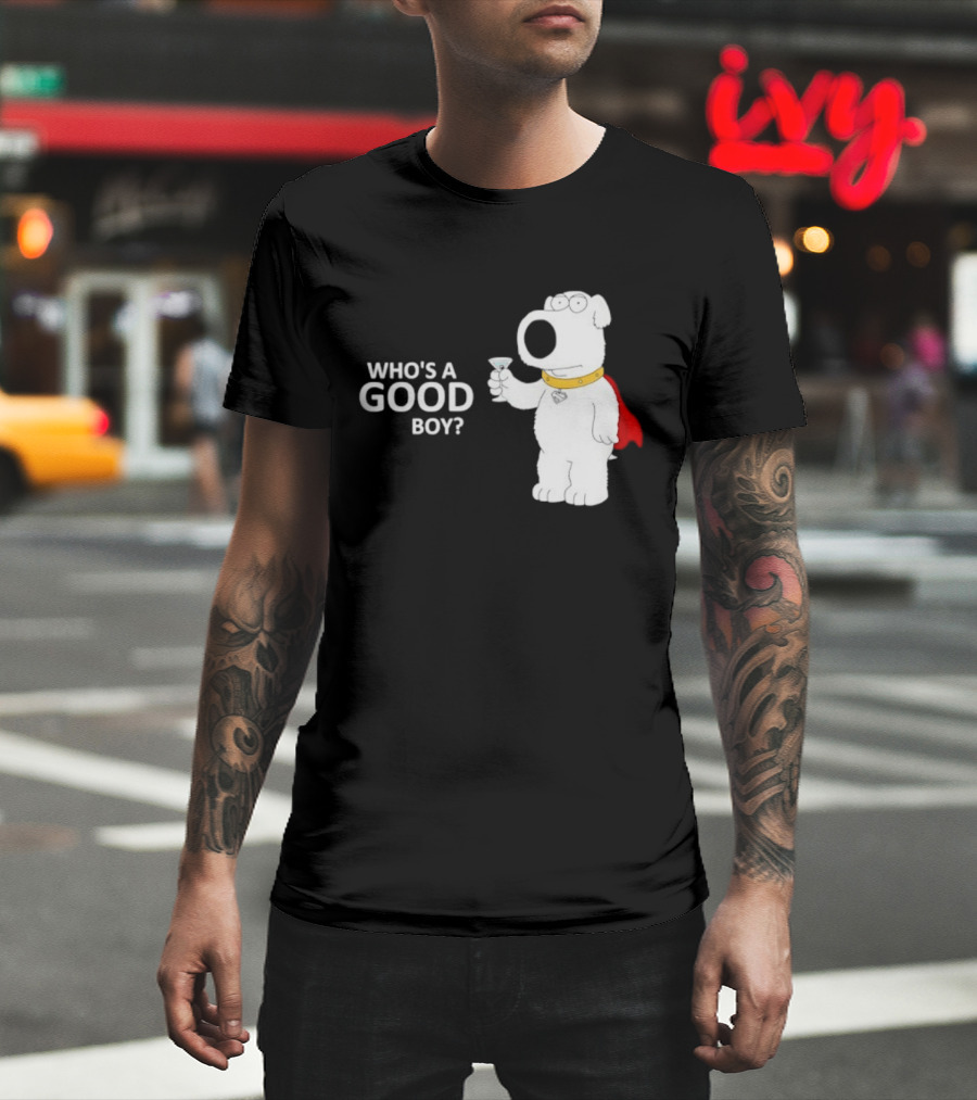 Brian Griffin Who's A Good Boy Family Guy Red Cape Martini T-Shirt