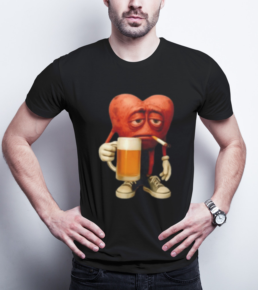 Your Heart Smoking Cigarette And Holding Beer In Sneakers T-Shirt