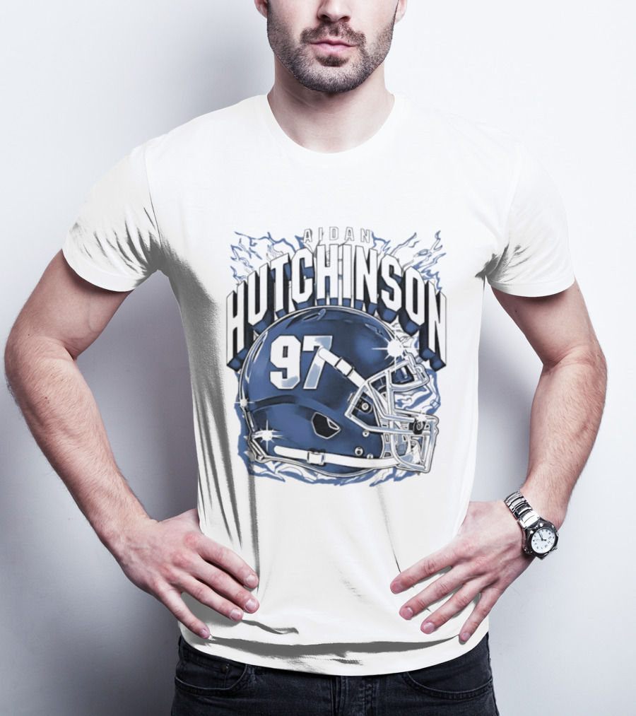 Aidan Hutchinson 97 Detroit Lions Football Helmet T-Shirt