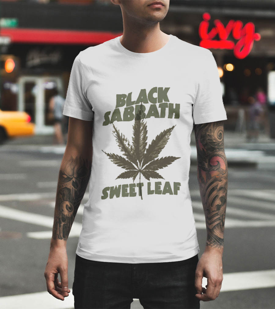 Black Sabbath Sweet Leaf Cannabis Leaf T-Shirt