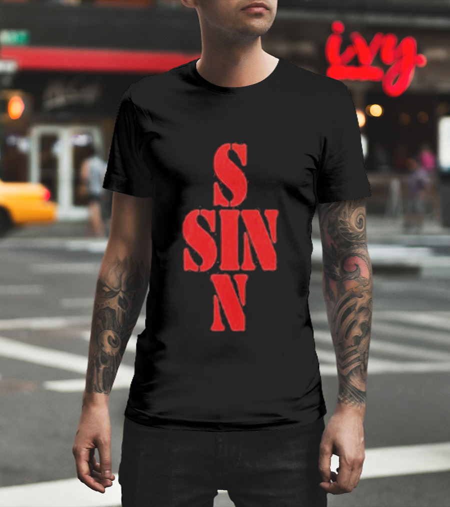 21 Savage NYC SINN Red Sin Cross T-Shirt