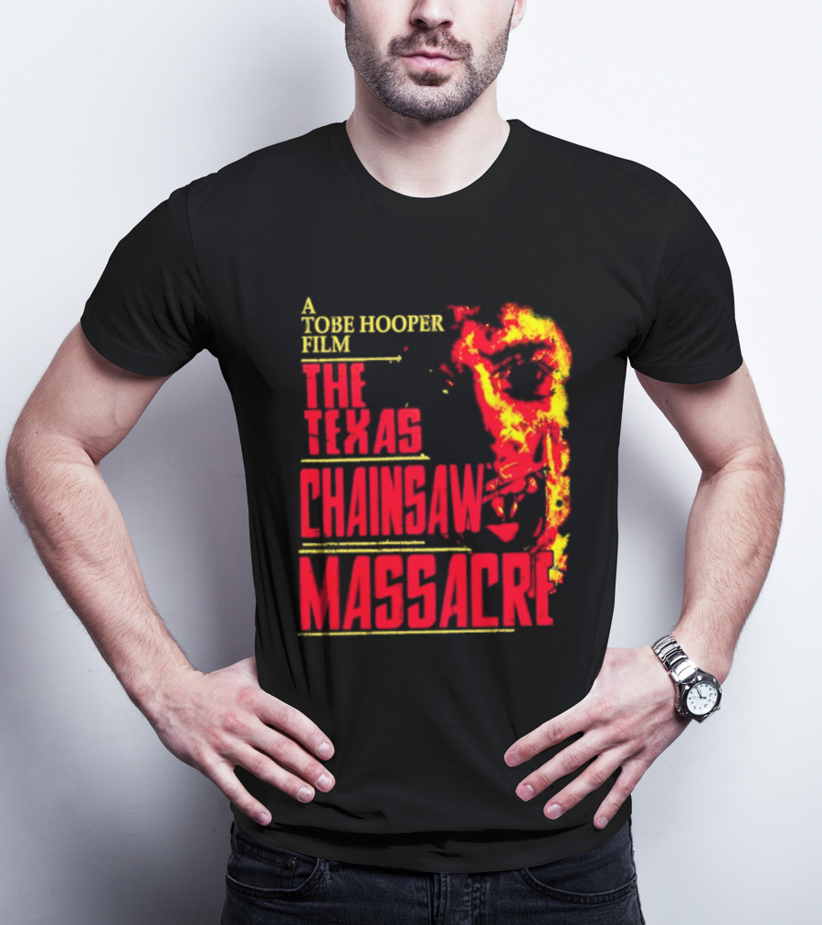 A Tobe Hooper Film The Texas Chainsaw Massacre Flame Chainsaw T-Shirt