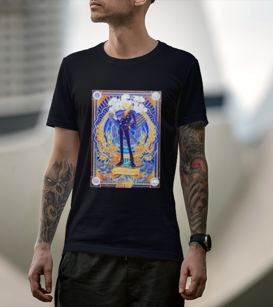 Sanji Black Leg Flames Smoking One Piece Character Art Tarot T-Shirt