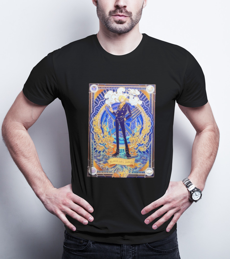 Sanji Black Leg Flames Smoking One Piece Character Art Tarot T-Shirt