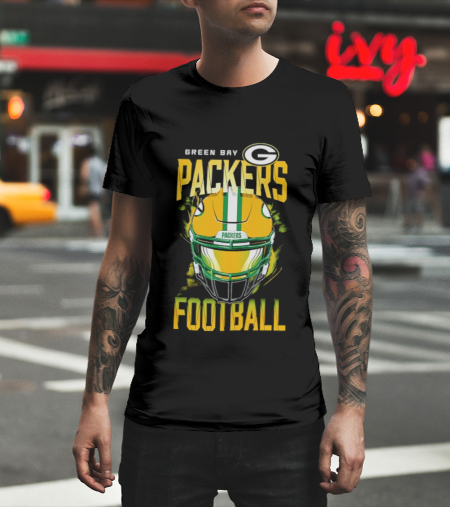 Green Bay Packers Football Helmet Packers Football T-Shirt