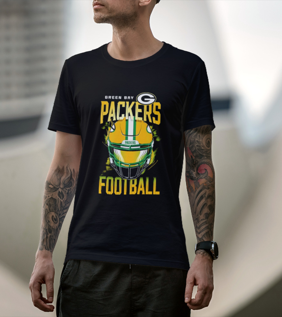 Green Bay Packers Football Helmet Packers Football T-Shirt